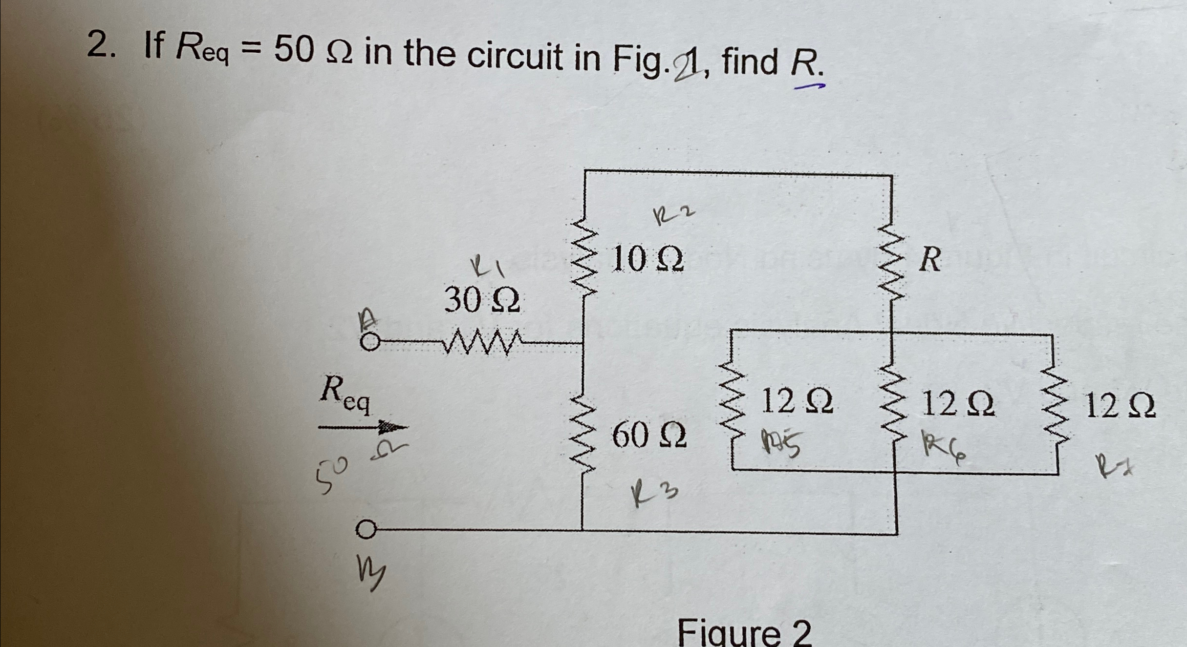 Solved If Req =50Ω ﻿in the circuit in Fig. A, ﻿find R.Fiqure | Chegg.com