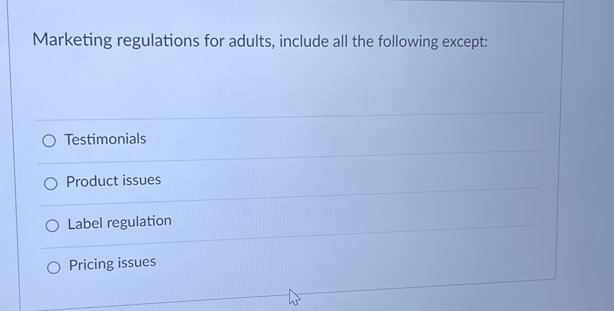 Solved Marketing regulations for adults, include all the | Chegg.com