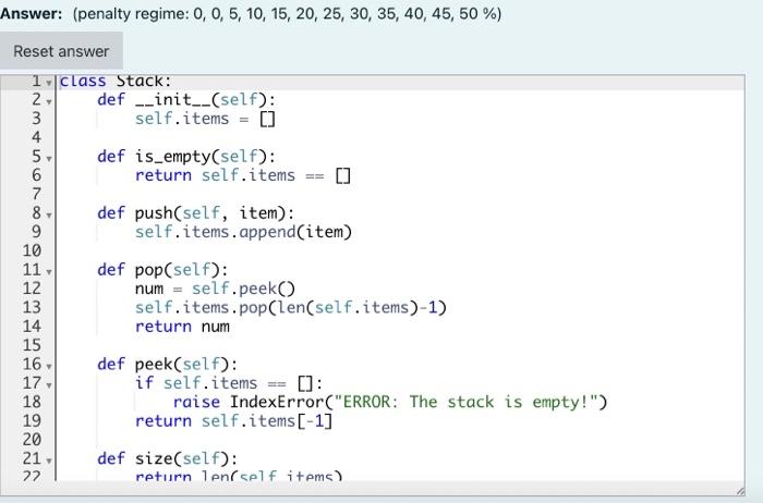 Solved A Stack is an abstract data type for storing a | Chegg.com
