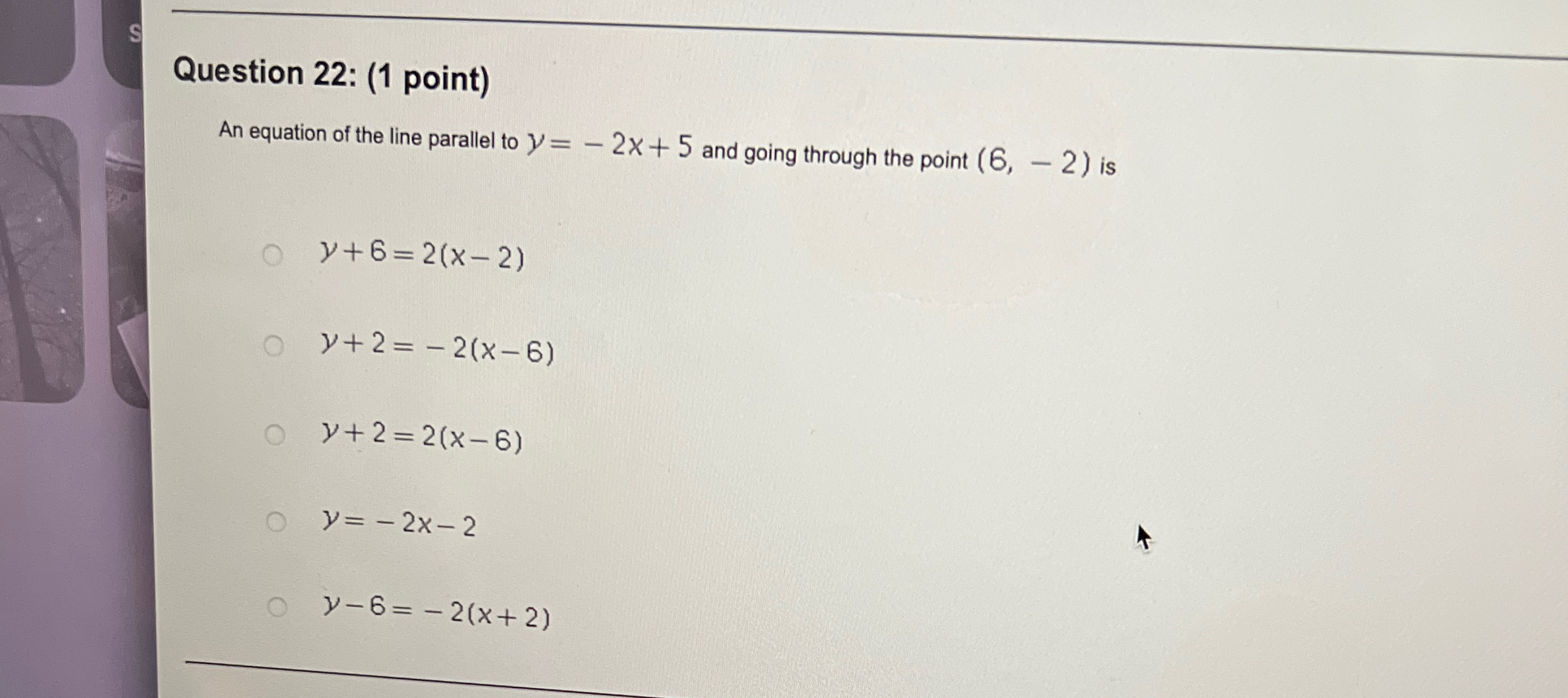 Solved Question 22: (1 ﻿point)An equation of the line | Chegg.com