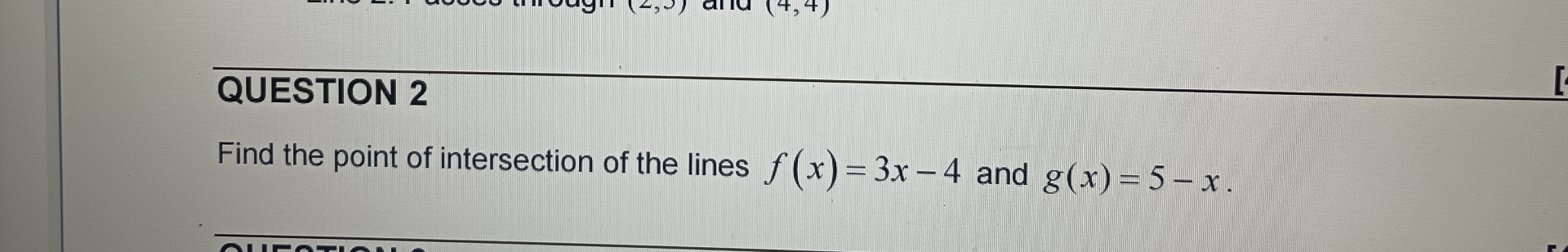 Solved QUESTION 2Find the point of intersection of the lines | Chegg.com