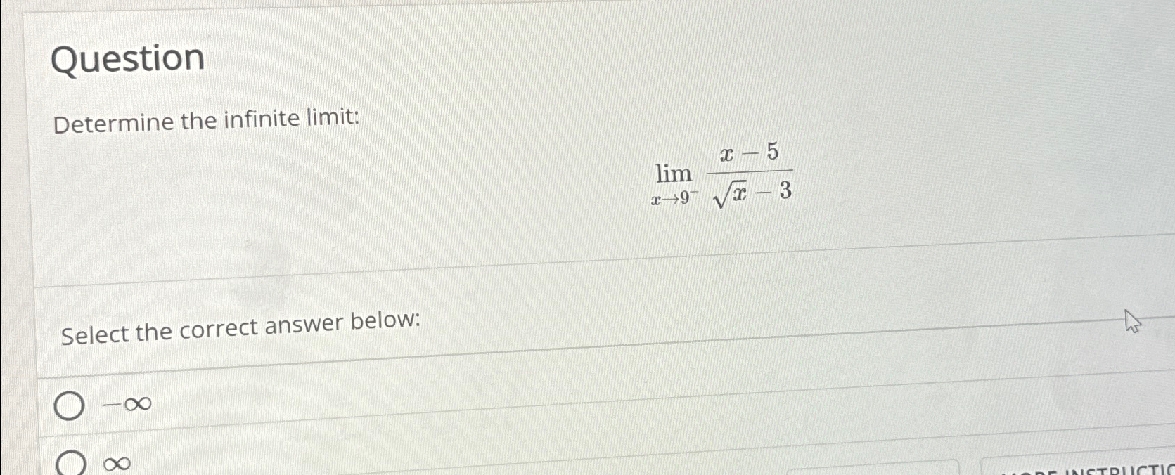 Solved QuestionDetermine the infinite | Chegg.com