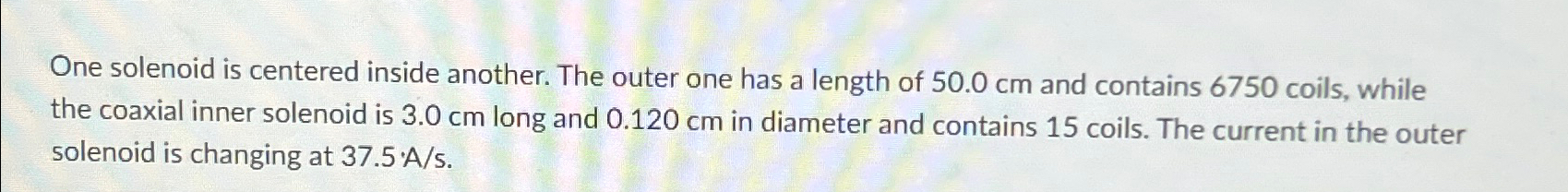 One solenoid is centered inside another. The outer | Chegg.com