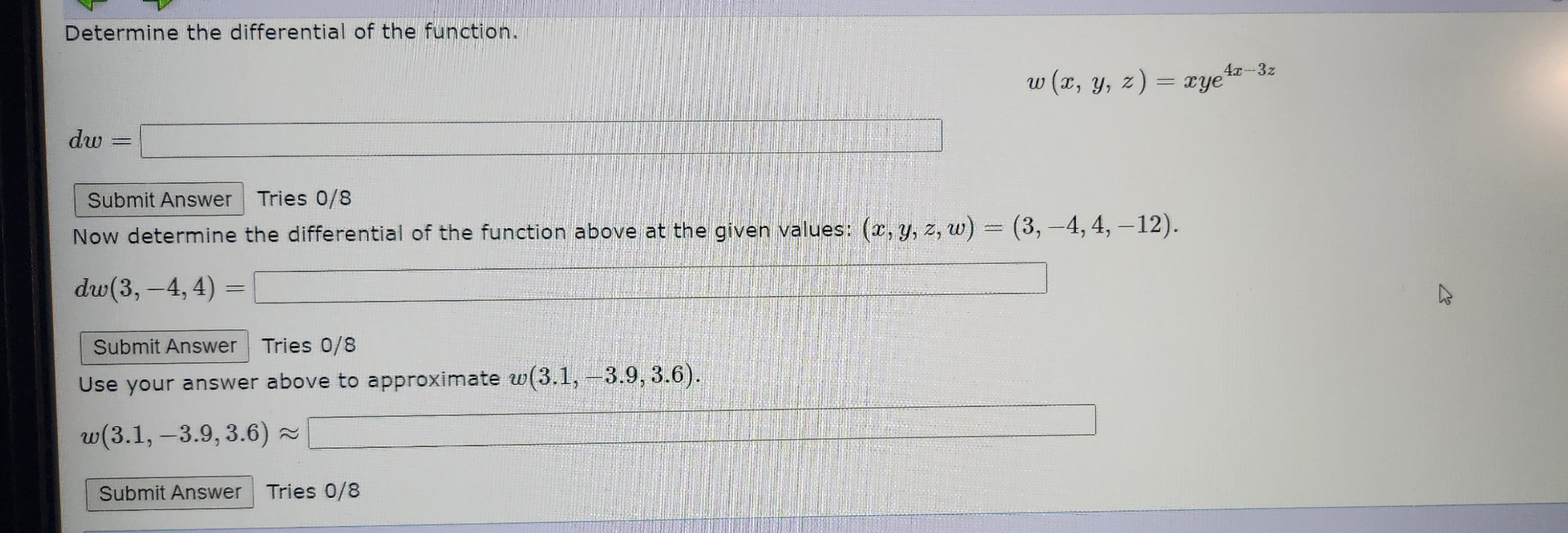 Solved Determine the differential of the | Chegg.com