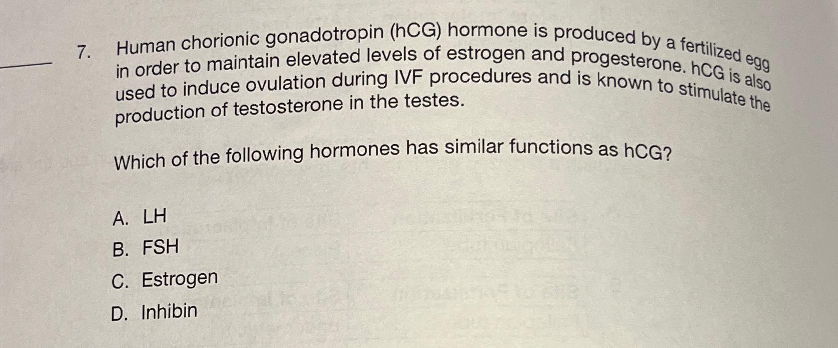 Solved Human chorionic gonadotropin (hCG) ﻿hormone is | Chegg.com