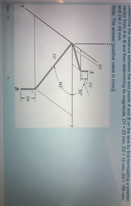 Solved Determine the distance between the end points A and B | Chegg.com