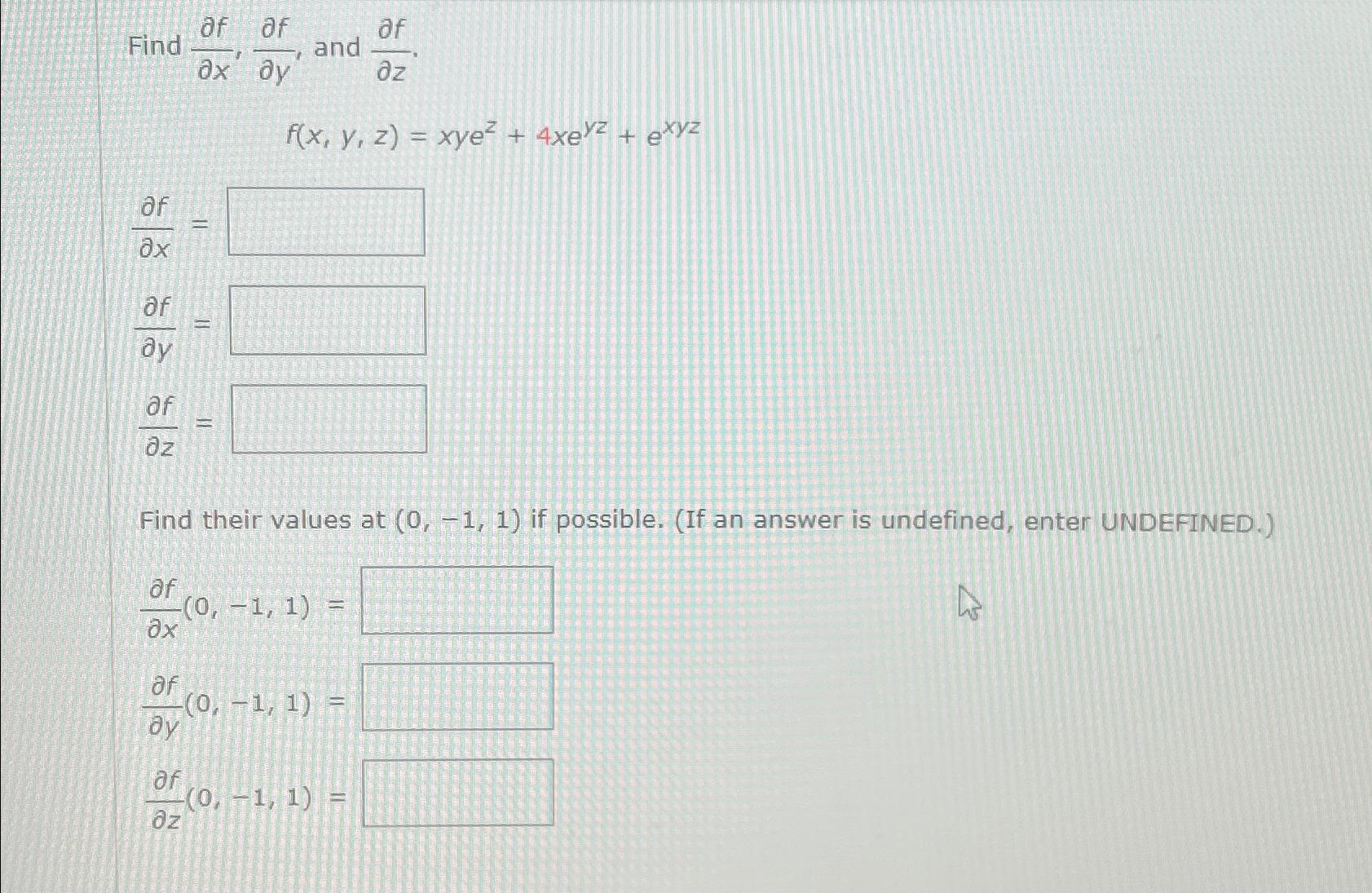 Solved Find delfdelx,delfdely, ﻿and | Chegg.com