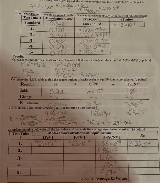 Calculate the initial concentrations for each | Chegg.com
