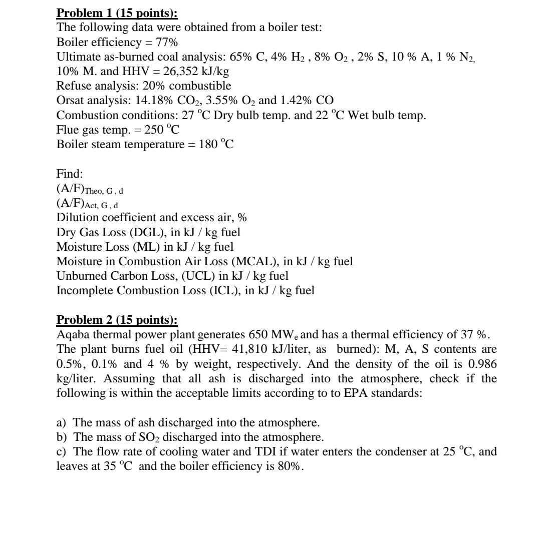 Solved Problem 1 (15 points): The following data were | Chegg.com