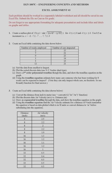 Solved EGN 1007C - ENGINEERING CONCEPTS AND METHODS EXCEL | Chegg.com