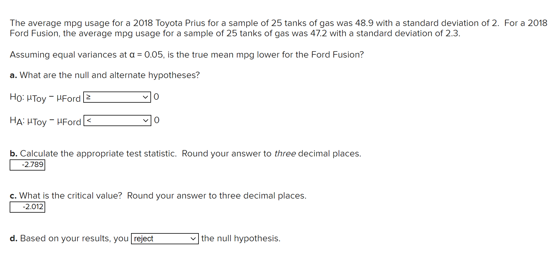 Solved The average mpg usage for a 2018 ﻿Toyota Prius for a | Chegg.com
