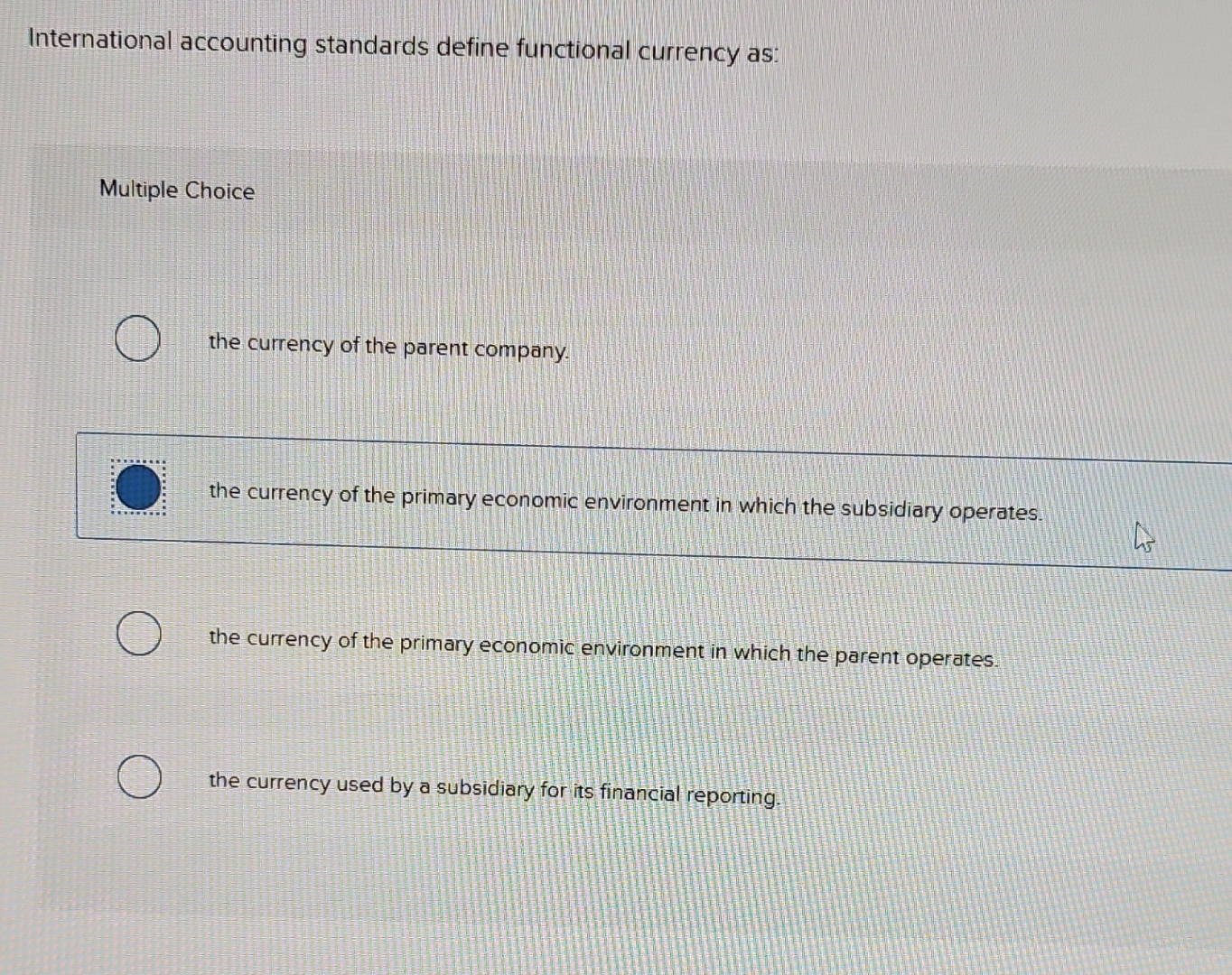 Solved International accounting standards define functional | Chegg.com