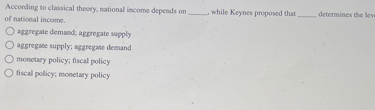 Solved According to classical theory, national income | Chegg.com