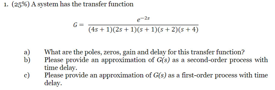 Solved (25%) ﻿A system has the transfer | Chegg.com