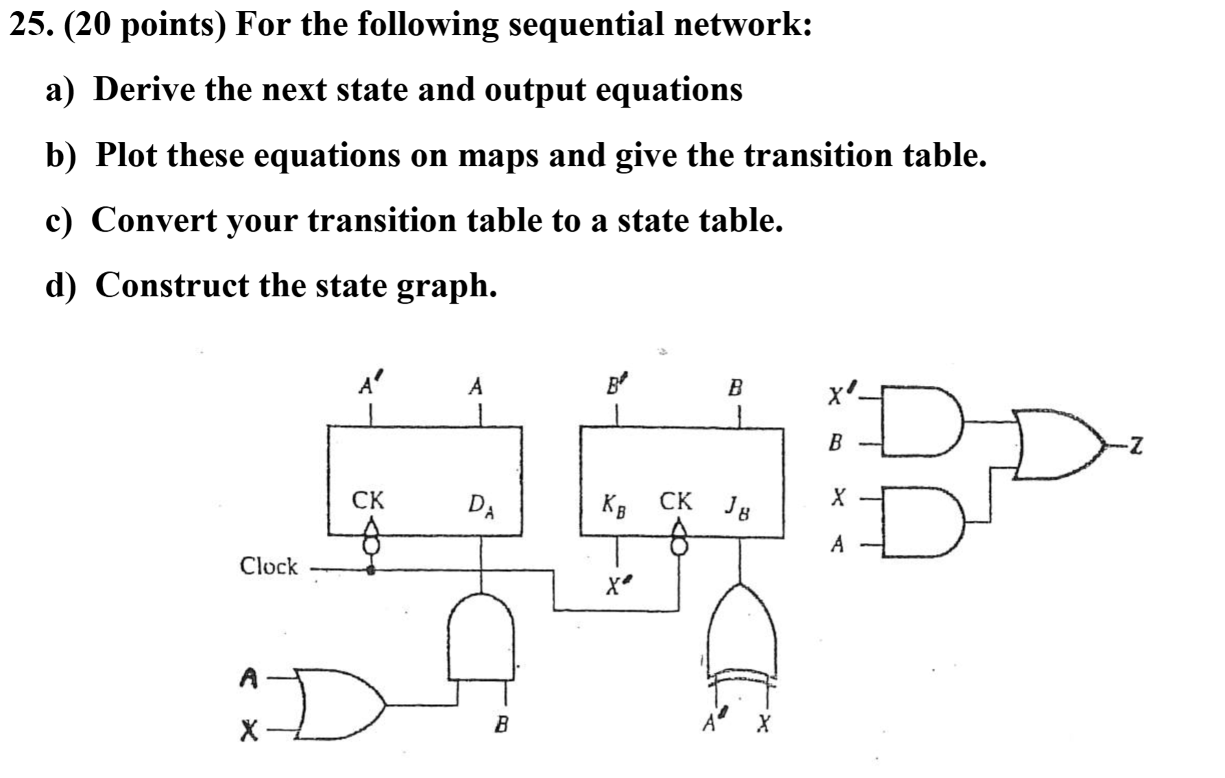 Solved 25. (20 ﻿points) ﻿For the following sequential | Chegg.com