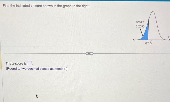 Solved Find the indicated z-score shown in the graph to the | Chegg.com