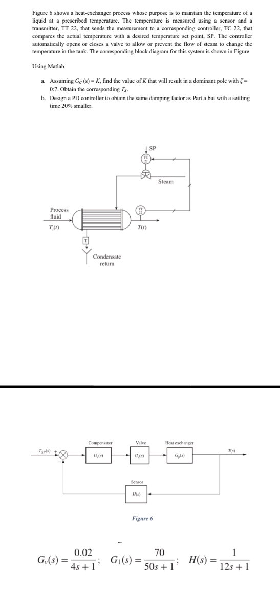 Solved Figure 6 shows a heat-exchanger process whose purpose | Chegg.com