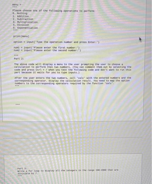 Solved menu = please choose one of the foltowing operations | Chegg.com