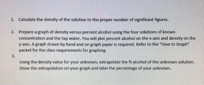 Solved 1. Calculate the density of the solution to the | Chegg.com