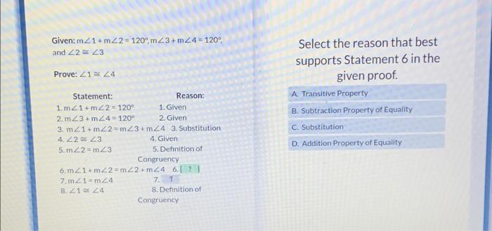 Solved Select the reason that bestsupports Statement 6 in | Chegg.com