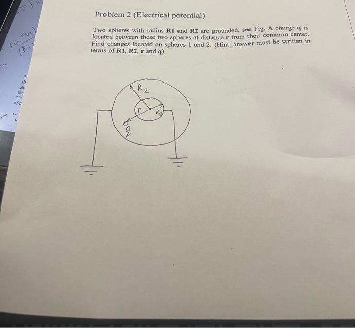 Solved Problem 2 (Electrical potential) Two spheres with | Chegg.com