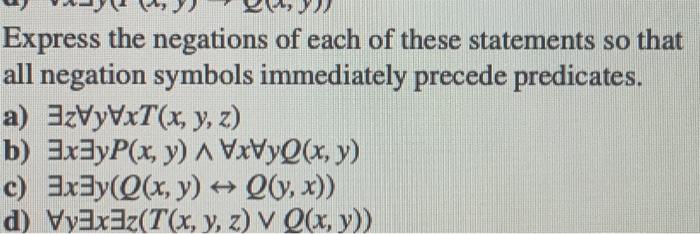 Solved Express the negations of each of these statements so | Chegg.com