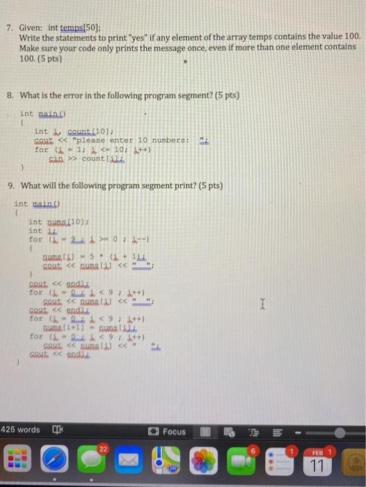Solved CSC 260 Computer Programming || Functions and Arrays | Chegg.com