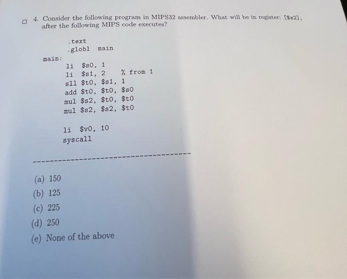 Solved 1. Consider the following program in MIPS32 | Chegg.com