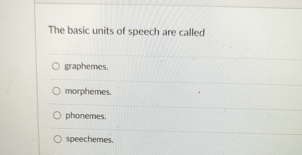 Solved The basic units of speech are | Chegg.com