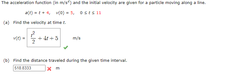 Solved The acceleration function (in ms2 ) ﻿and the initial | Chegg.com