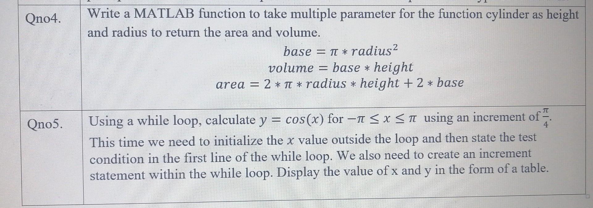 Solved Qno4. Write a MATLAB function to take multiple | Chegg.com