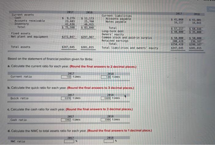 Solved Current assets Cash Accounts receivable Inventory | Chegg.com