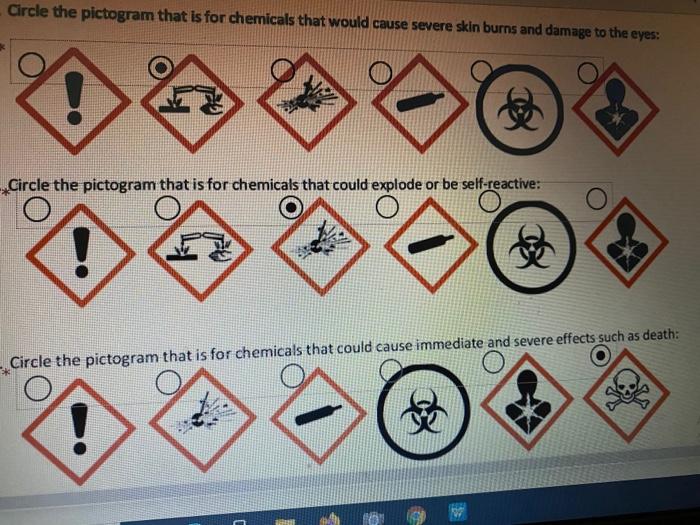 Solved Circle the pictogram that is for chemicals that would | Chegg.com