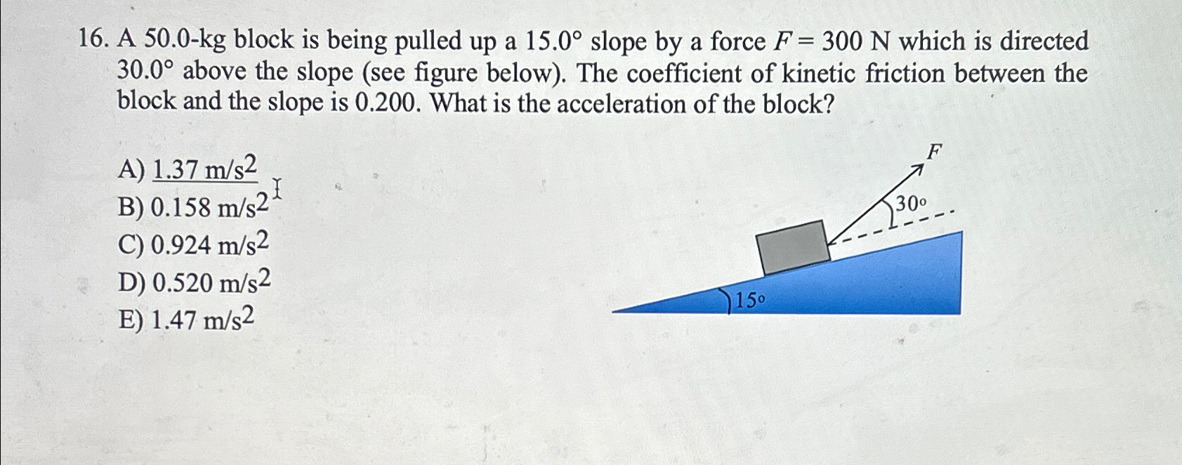 A 50.0-kg ﻿block is being pulled up a 15.0° ﻿slope by | Chegg.com