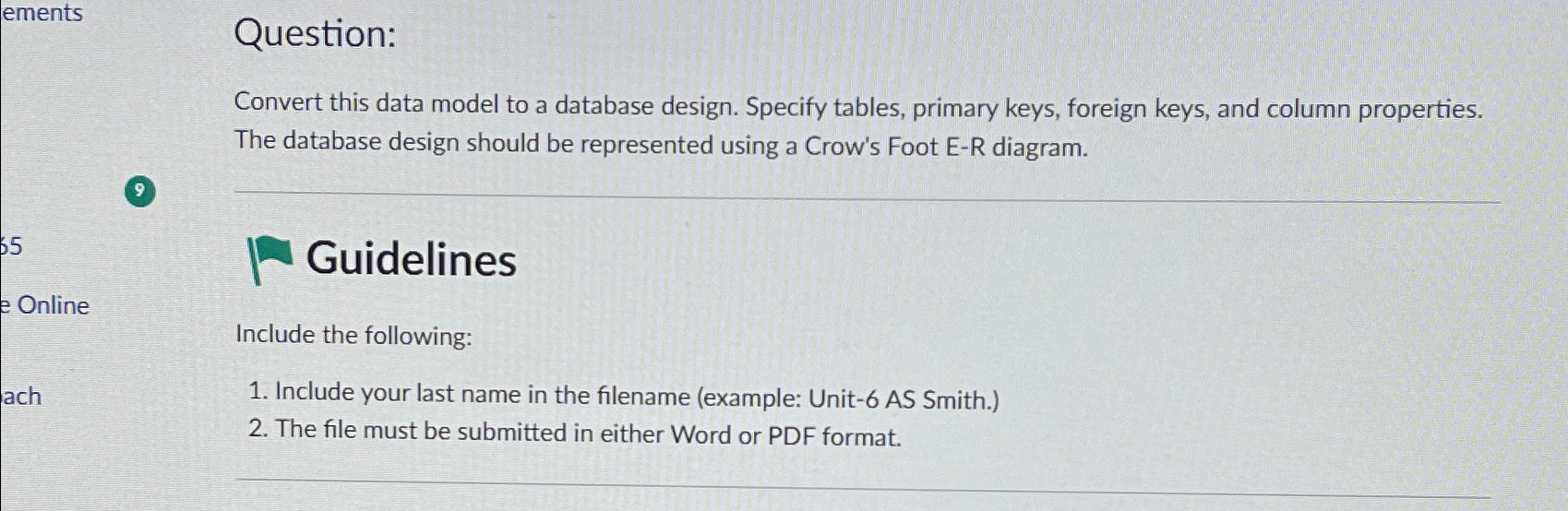 Unit 6 ﻿Assignment: Convert Data Model to a Database | Chegg.com