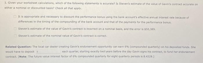 Contract Evaluation Worksheet Complete the following | Chegg.com