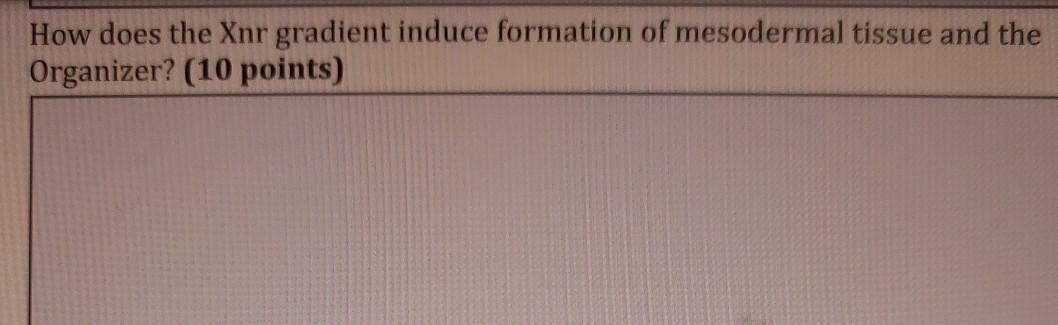 Solved How does the Xnr gradient induce formation of | Chegg.com