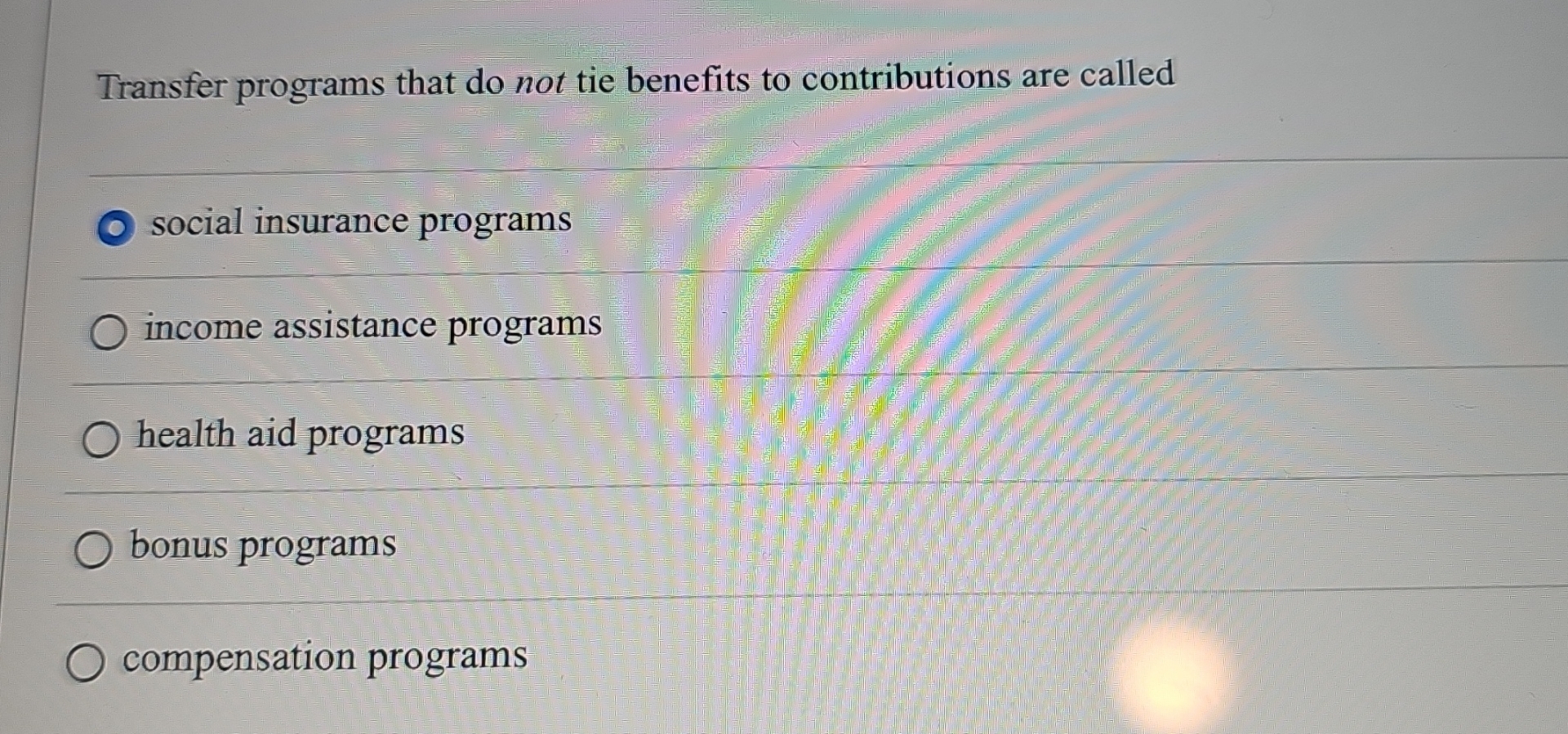 Solved Transfer programs that do not tie benefits to | Chegg.com