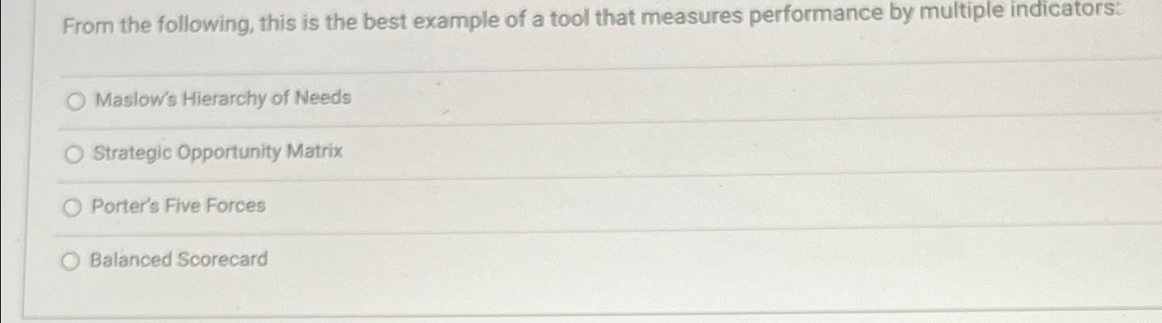 Solved From the following, this is the best example of a | Chegg.com