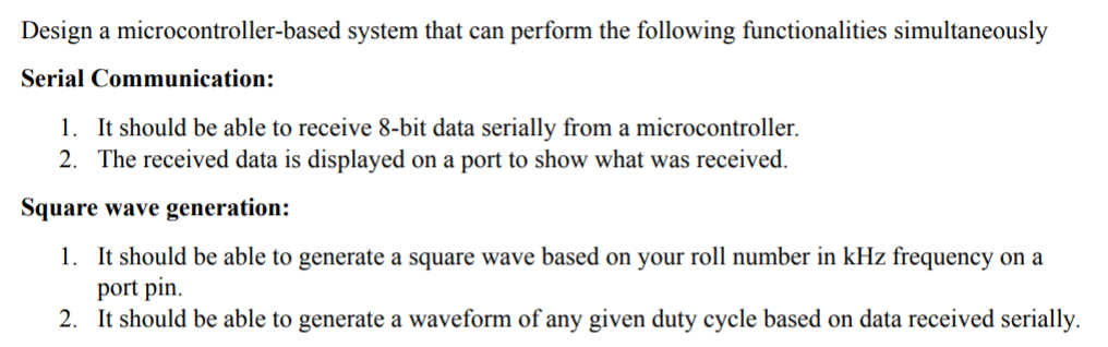 Solved The microcontroller to be used is 8051 | Chegg.com
