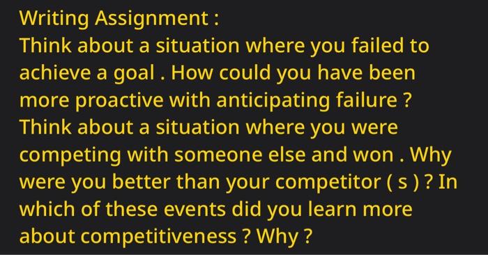 Solved Writing Assignment: Think about a situation where you | Chegg.com