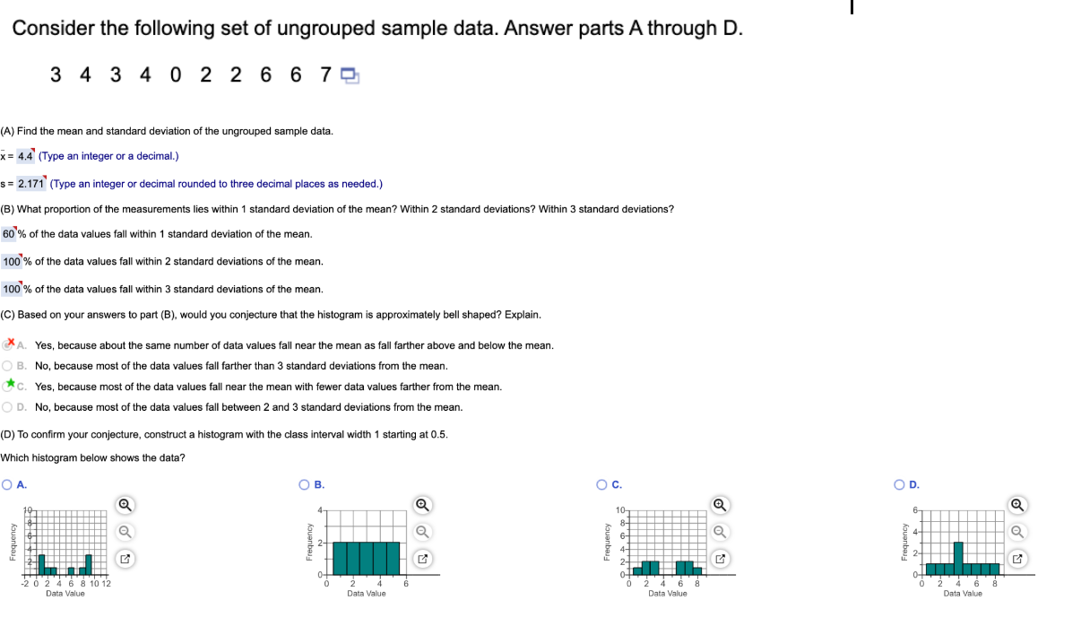 Solved Consider the following set of ungrouped sample data. | Chegg.com