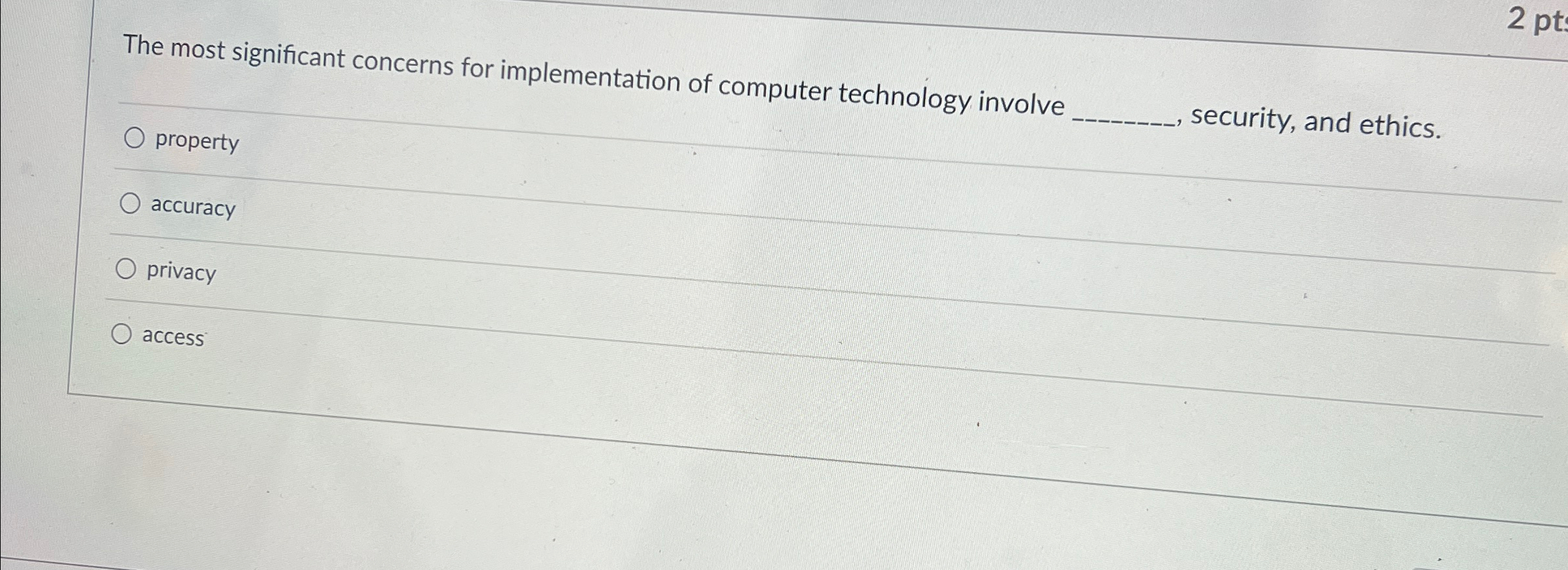 Solved The most significant concerns for implementation of | Chegg.com