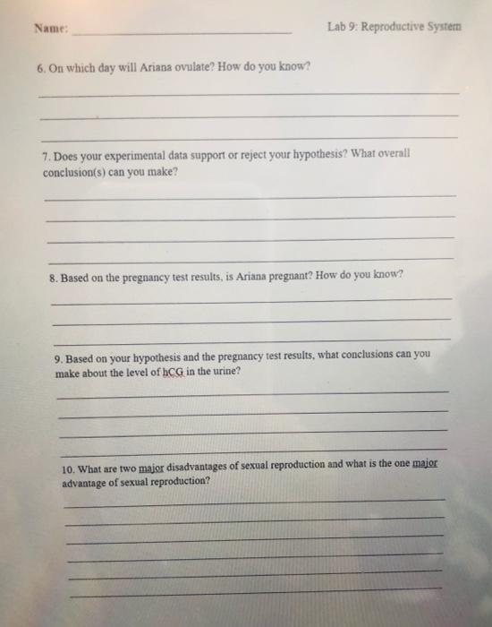 Solved REPRODUCTIVE SCENARIO 1: PREDICTING OVULATION Results | Chegg.com