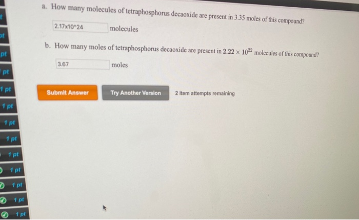Solved a. How many molecules of tetraphosphorus decaoxide | Chegg.com