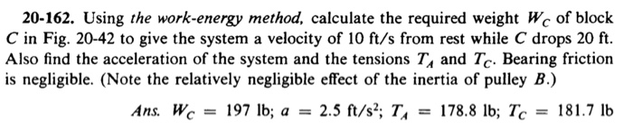 Solved 20-162. Using the work-energy method, calculate the | Chegg.com