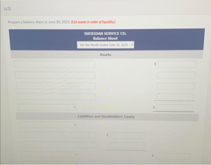 Solved On June 1, 2025. Sheridan Service Co. was started | Chegg.com