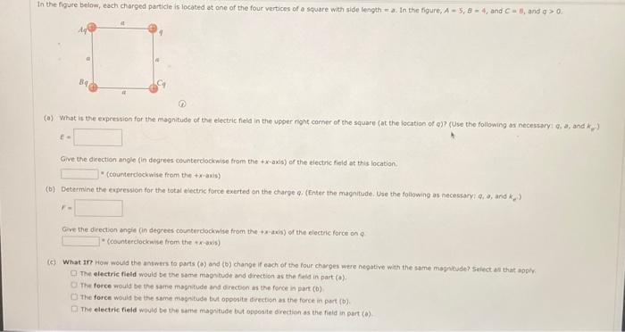 Solved In the figure below, each charged particle is located | Chegg.com
