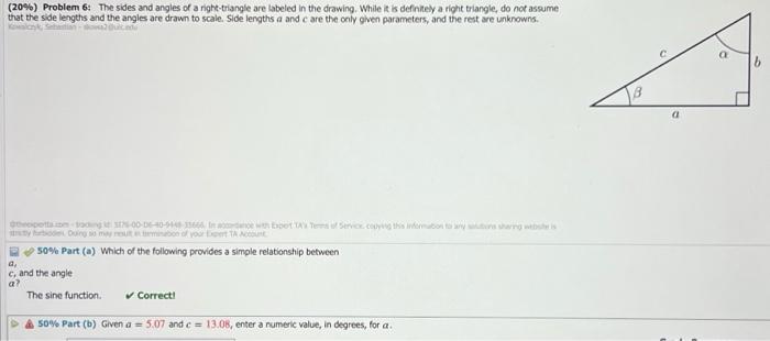 Solved (20\%) Problem 64. The sides and angles of a | Chegg.com