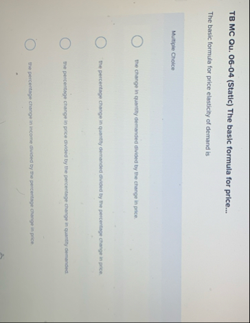 Solved TB MC Qu. 06-04 (Static) ﻿The basic formula for | Chegg.com